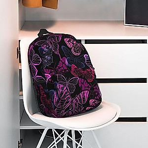 QQLADY Pink Butterfly Travel Backpack for Women Men Carry On Backpack Water Resistant 15inch Laptop Backpack Hiking Casual Bag Backpack