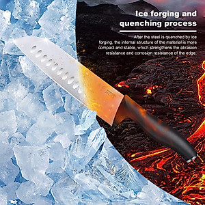 Santoku Knife, 7 Inch Ultra Sharp Professinal Chef Knife, German High Carbon Stainless Steel kitchen knife with Ergonomic Handle Design, Kitchen Knives for Chopping Vegetable and Cooking