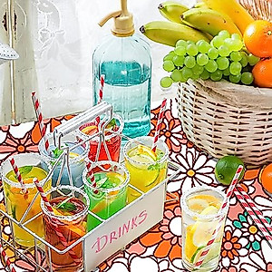 Augisteen 2 PCS Groovy Tablecloth Plastic Boho Daisy Table Covers Daisy Flower Tablecloth Hippie Retro Floral Disposable Tablecloths Waterproof for Birthday Party Decor Baby Shower, 54 x 108 Inch