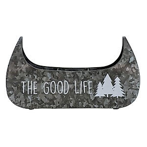 Boston Warehouse 55169 Canoe Shaped Galvanized Metal Flatware Caddy, 14 Inch, The Good Life