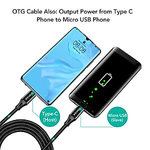 AGVEE 2 Pack 3ft USB-C OTG to Micro USB Cable, Braided Charger Data Sync Cord Charging Wire Adapter for Samsung Galaxy S7 S6, J7, J3, LG, PS4, Kindle, PS4 Xbox Controller, Android Phone, Black