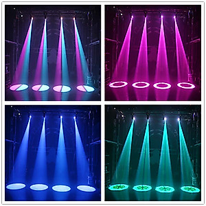 60W Moving Head Lights 6 IN1 DMX-512 16/18 Channels Stage Lighting Sound Activated Spotlight RGBW+Amber+UV for Party KTV Pub Bar Disco Dj Show Wedding Ceremony (60W+LED-2Pack)