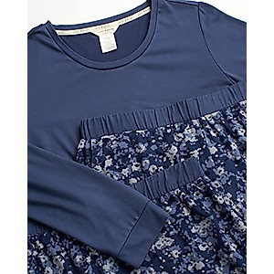 Lucky Brand Women's Pajama Set - 3 Piece Long Sleeve Night Shirt, Sleep Pants, Lounge Shorts (S-XL), Size X-Large, Denim Blue