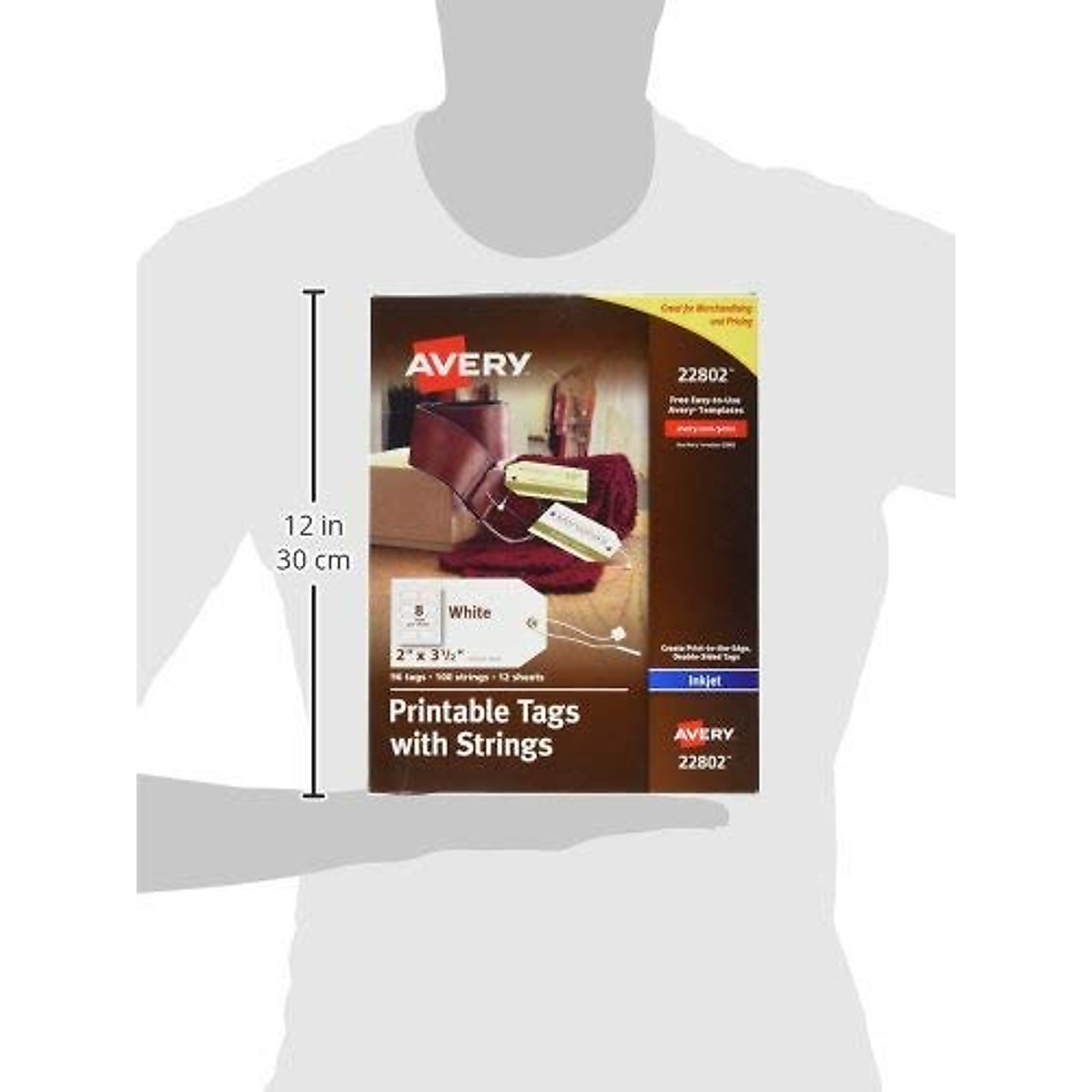 Avery 22802 Printable Tags for Inkjet Printers Only, Tags With Strings, 2" x 3.5", 96 Tags, Sold as 3 Pack, 288 Tags Total