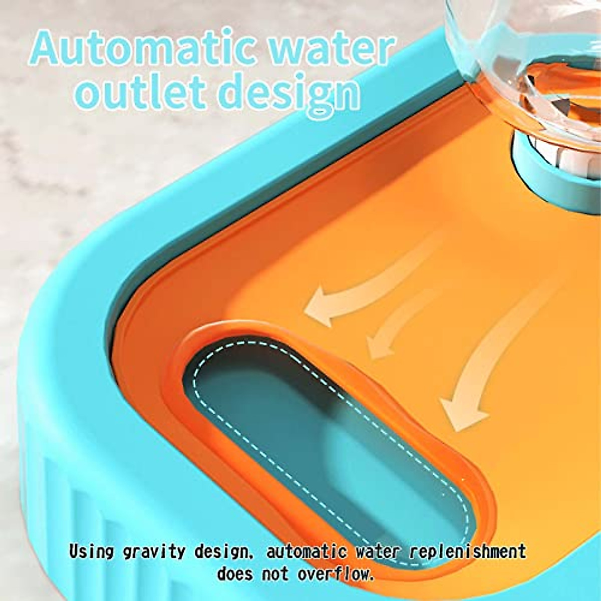 BNOSDM Triple Pet Bowl Cat Slow Feeder with Gravity Water Bottle Set, Detachable Stainless Steel Tilted Raised No Spill Dog Bowls for Cat Kitten Puppy