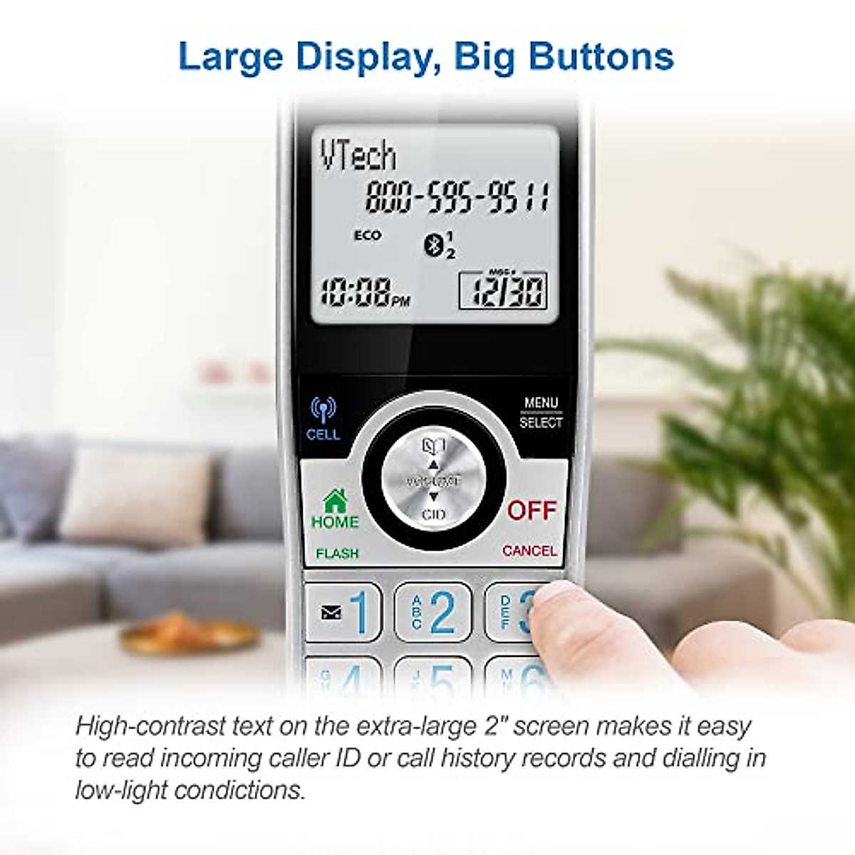 VTECH IS8121-2 Super Long Range up to 2300 Feet DECT 6.0 Bluetooth 2 Handset Cordless Phone for Home with Answering Machine, Call Blocking, Connect to Cell, Intercom and Expandable to 5 Handsets