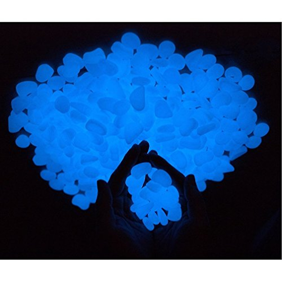 TR318 Glow in The Dark Garden Pebbles Stone for Walkway Yard and Decor DIY Decorative Gravel Stones in Blue(100PCS)