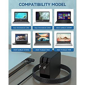 45W 33W AC Adapter Laptop Charger Compatible with ASUS AD883J20 X540S X540L Q504U Q302L X553M UX360C Q200E C300S C300M Q200E Q502LA Q302U X200MA X541NA ZenBook UX305 UX330 UX330U UX360
