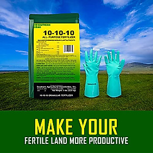 Southern Ag Fertilizer 10-10-10 - All-purpose Granular Fertilizer - organic fertilizer – Fertilizer for vegetable garden & Flowerbed Roses & Large Shrubs and Fruit Trees- Available with Premium Quality Centaurus AZ Gloves-5LB