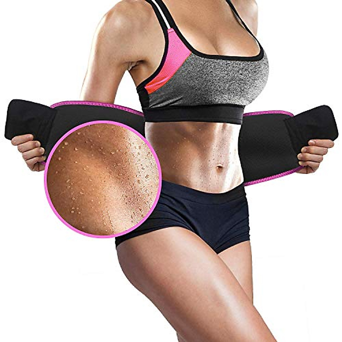 Perfotek Waist Trimmer Belt for Women Waist Trainer Sauna Belt Tummy Toner Low Back and Lumbar Support with Sauna Suit Effect (Large Pink)