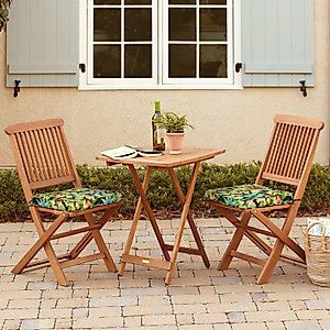 IN4 Care Patio Chair Cushion 18"x18"x2.5" for Patio Furniture, 2 Pack, Indoor/Outdoor Waterproof Square Corner Seat Cushion with Ties, Chair Pads for Garden Dining Office Sofa-Tropical Green Leaves