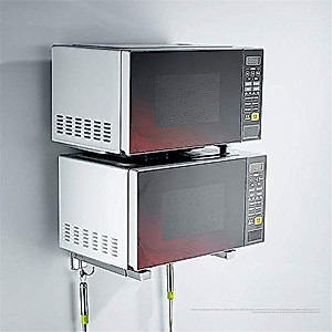 JF-XUAN Kitchen Shelf Kitchen Counter Holder 304 Stainless Steel Microwave Oven Wall Mount Bracket Retractable Microwave Wall Stand Shelf Rack Kitchen Storage (Color : Silver, Size : 57X40X20CM)