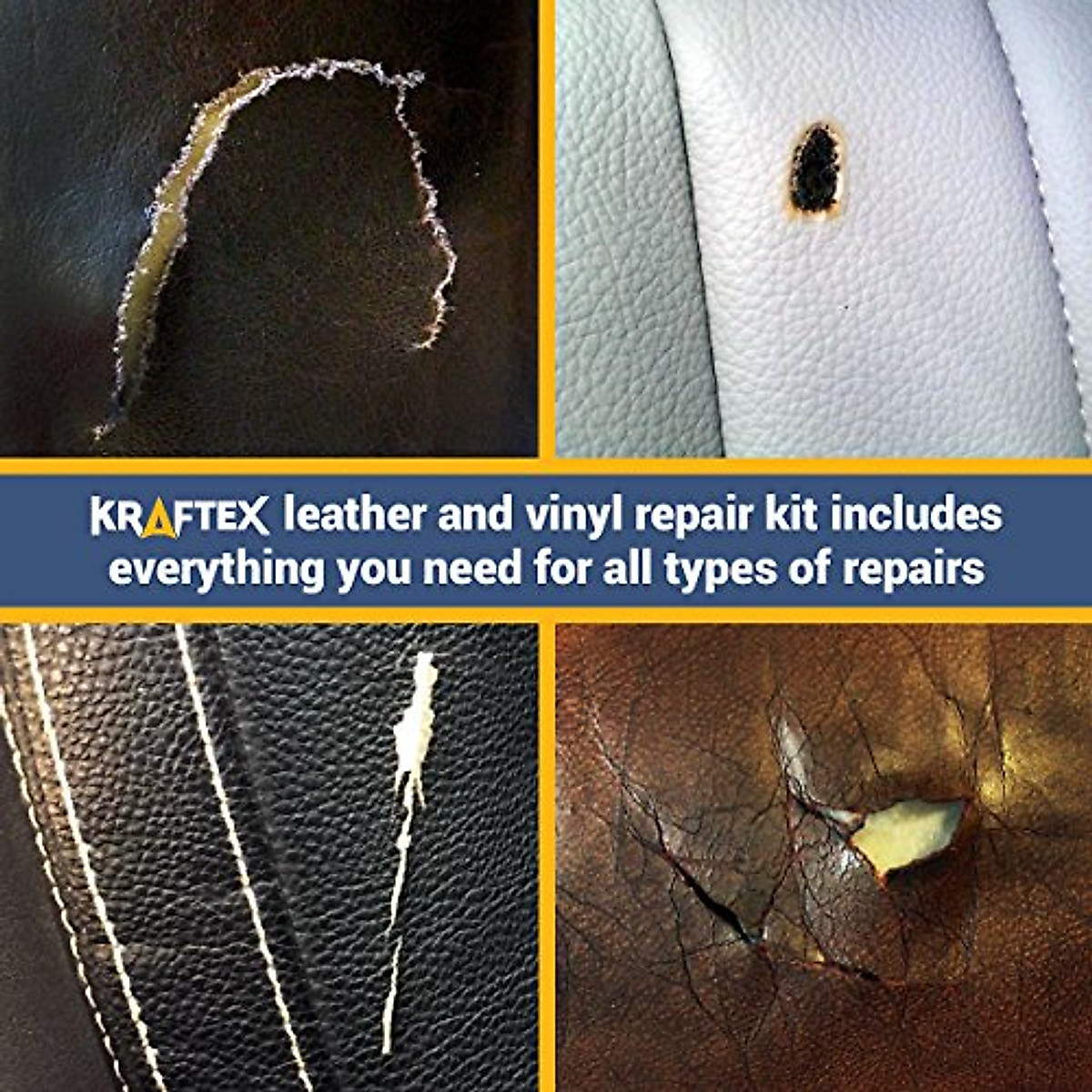 Leather and Vinyl Repair Kit. Repairs and Touch Ups [Restore Scratches, Stains and Cracks] to Any Colored Couches, Car Seats, Shoes, Handbags Or Dashboards. Easily Match Colors with 5 Leather Shades