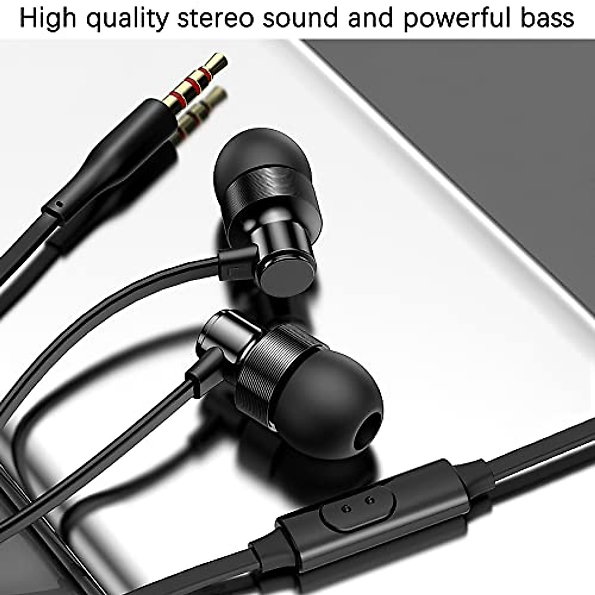 3 Pack Earbuds Headphones with Microphone & Remote, lyfLux in Ear Earphone Stereo Sound Noise Isolating Tangle Free, with Heavy Bass, for Smartphones, Laptops, Fits 3.5mm Interface Device (Black)