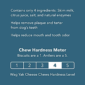 Amazon Brand - Wag Yak Cheese Dog Chews, for Small Size Dogs, 15 lbs and Smaller, 3 Count, 3.3 oz