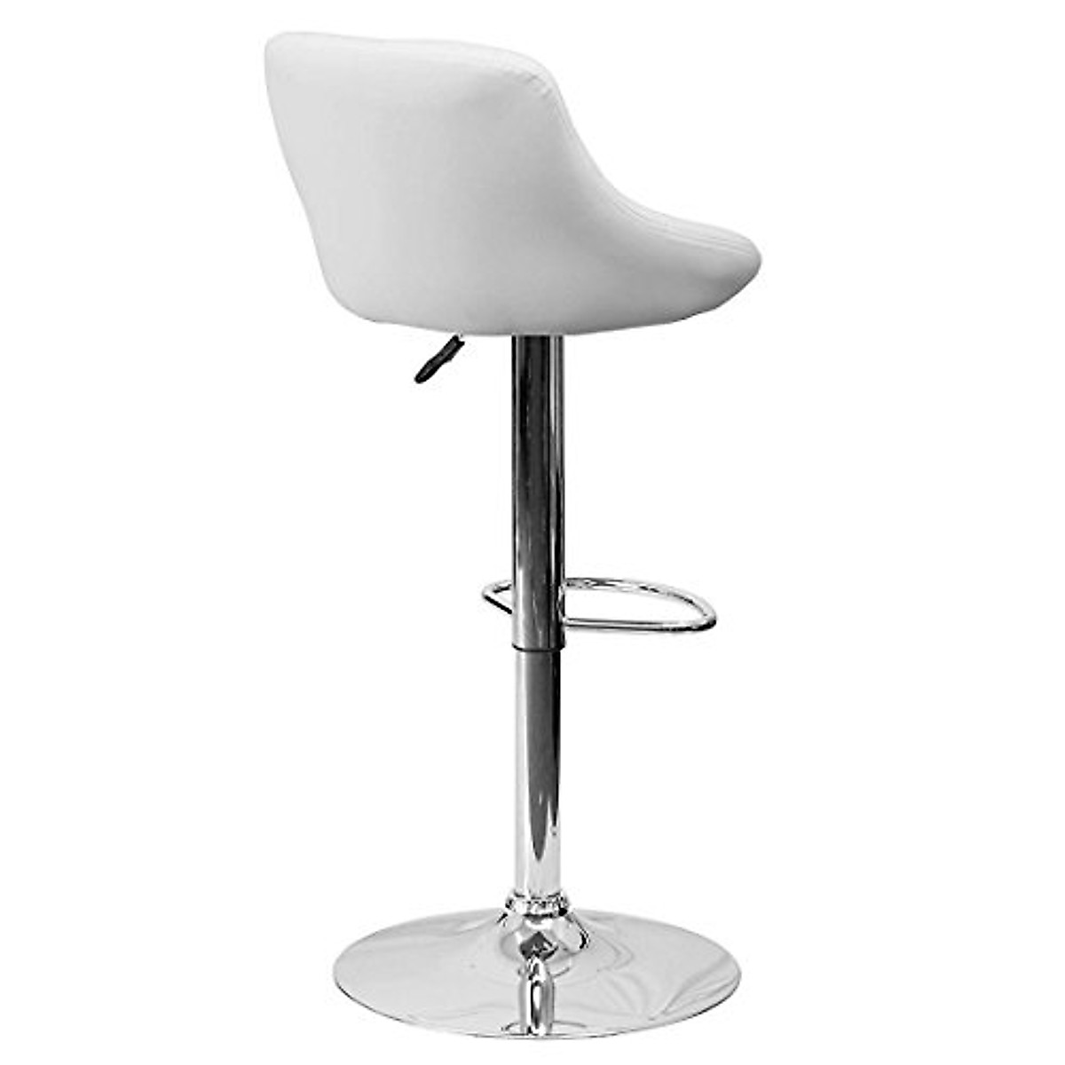 Contemporary Bar Stool Bucket Seat Design Hydraulic Adjustable Height 360-Degree Swivel Seat Sturdy Steel Frame Chrome Base Dining Chair Bar Pub Stool Home Office Furniture - Set of 2 White #1984