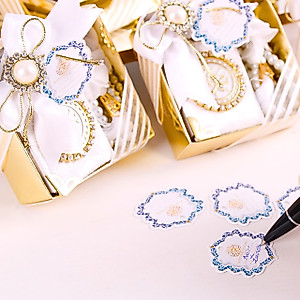 Pack of 6 Personalized Mini Quran Prayer Beads Islamic Party Favors, Decorated Velvet Mini Quran & Pearl Prayer Beads Islamic Muslim Gift Set for Special Occasions