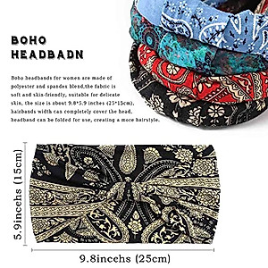 Acenail Boho Headbands Women Wide Head Bands Knotted Turban Headband Nonslip Elastic Hairbands Floral Hairband Workout Hair Scarfs Yoga Sweatbands Bohemian Head Wraps for Women 4Pcs(#5 Gorgeous)