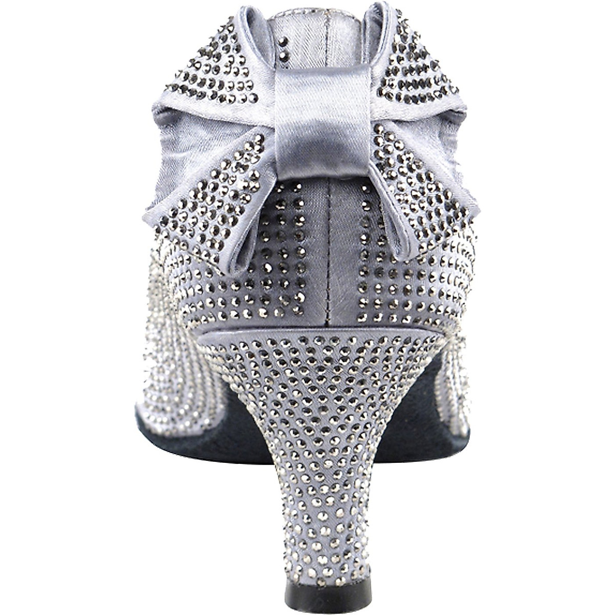 Very Fine Women's Salsa Ballroom Tango Dance Shoes Sera 5512 Ribbon Design Bundle with Dance Shoe Heel Protectors, Grey Satin 9 M US 2.5" Heel