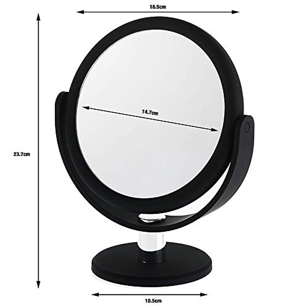 Danielle Portable Two-Sided Vanity Makeup Mirror with 12x Magnification, Midnight Matte Black