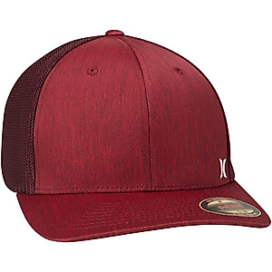 Hurley Men's Caps - Mini Icon Mesh Panel Baseball Cap - Fitted Hats for Men, Size Large-X-Large, Noble Red