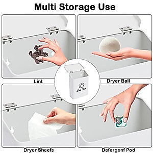 Xbopetda Metal Lint Bin for Laundry Room, Magnetic Lint Bin, Wall Mounted Lint Box Holder, Washer Dryer Trash Can with Lid, Modern Farmhouse Laundry Room Decor, Organization & Storage Box-White