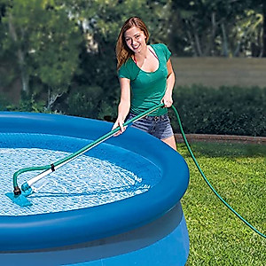 Intex Metal Frame 15' x 48" Round Above Ground Swimming Pool Set with Filter Pump, Ladder, and Cover with Maintenance Accessory Vacuum and Skimmer Kit