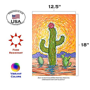 Toland Home Garden 1112540 Groovy Cactus Summer Flag 12x18 Inch Double Sided for Outdoor Desert House Yard Decoration