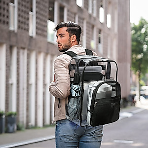 IMUXYUQ Clear Backpack Heavy Duty Clear Backpack With Front Accessory Pocket Reinforced Straps Built-In Key Hook Clear Backpacks, For School Work Sport Event