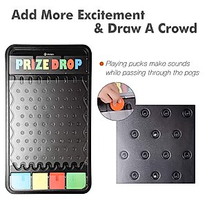 WinSpin 41"x25" Prize Drop Board Foldable Stand Disk Drop Board Game with 12 Playing Pucks for Carnival Tradeshow Party Live Stream
