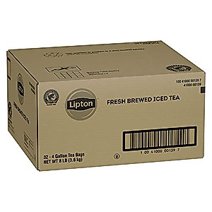 Lipton Iced Tea Bags, Black Tea, Unsweetened, Makes 4 Gallons, 4 Gallon-Sized Tea Bags(Pack of 32)