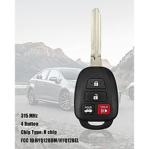 Key Fob for Toyota Corolla 2014-2019 for Toyota Camry 2014-2017 for Toyota Tacoma 2016-2018 4-Button Keyless Entry Remote Control Car Key Fob, FCC ID HYQ12BDM, HYQ12BEL2, Replace 89070-02880 H