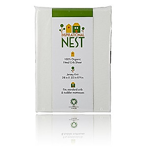 Premium Organic Baby Crib Sheet - 100% Turkish Cotton - Off-White Jersey Knit - Snug Fit, Ultra-Comfy, Clean and Safe Sheets - GOTS Certified - (Natural - Ecru Color)