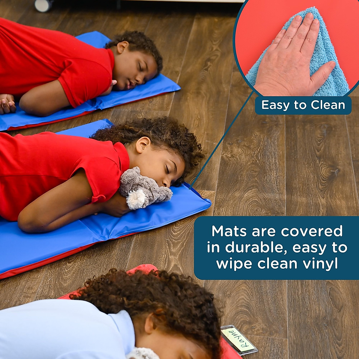 Children’s Factory 1 Inch Thick Rest Mats for Preschool, 4-Section Nap Mats for Daycare, Nursery, Classroom, Red-Blue, 10 Pack