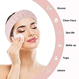 WLLHYF Spa Headband Wrist Washband Face Wash Set Facial Makeup Hair Band Microfiber Shower Head Wraps Adjustable Wrist Wash Bands Prevent Liquid from Arms Spilling for Women Girls