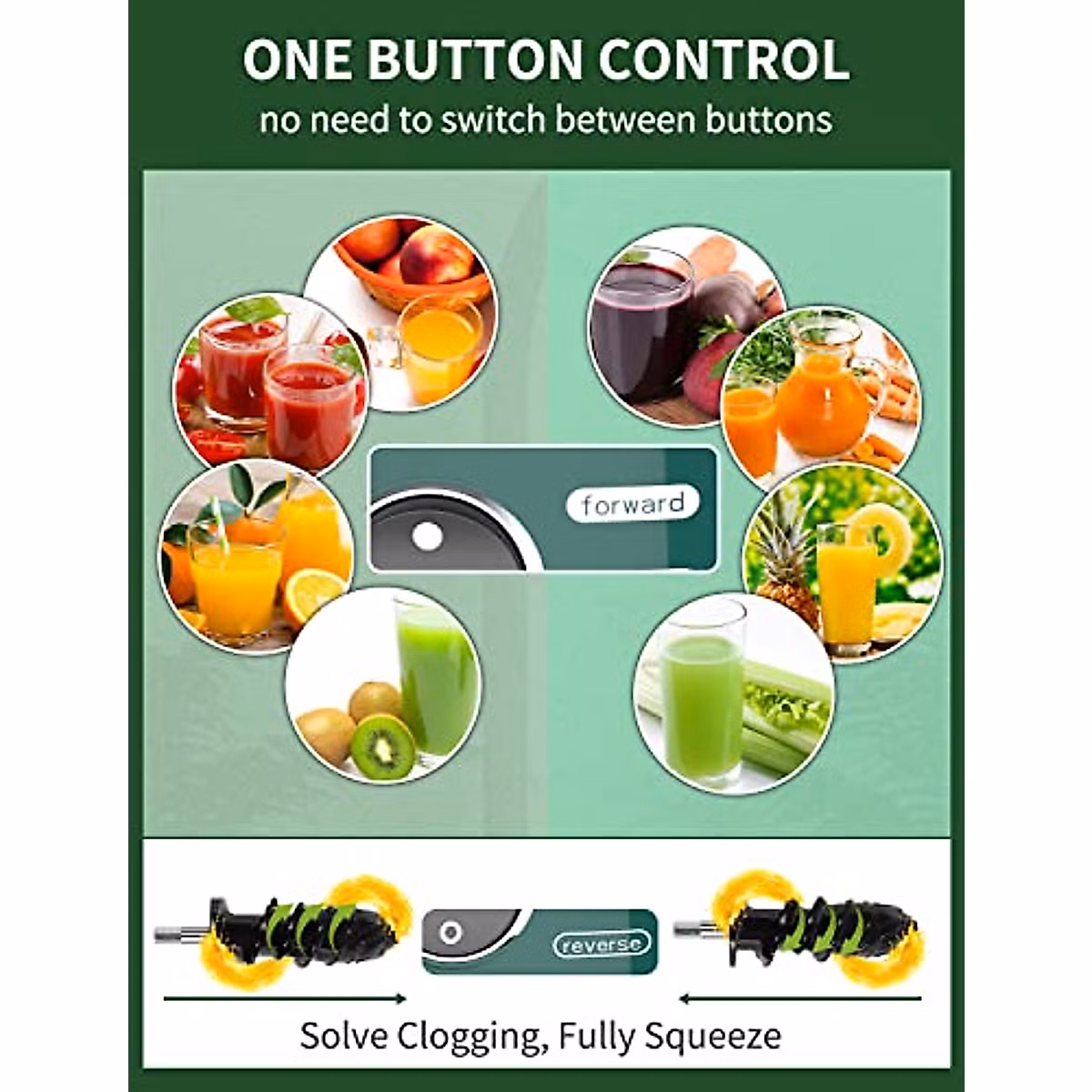 Vegetable Juicers for Celery Wheatgrass Ginger Beets, Fruit Juicer Machines Slow Masticating Juicer Cold Press Juice Extractor Pulp Separated, Quiet Motor, BPA Free, Dishwasher Safe, Easy To Clean