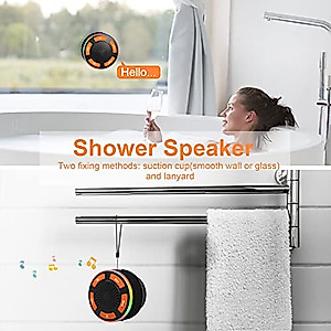Bluetooth Speakers, ssouwao IPX7 Waterproof Shower Speaker, LED Colorful Lights, FM Radio, Suction Cups, Protable Speaker for Home Pool Travel