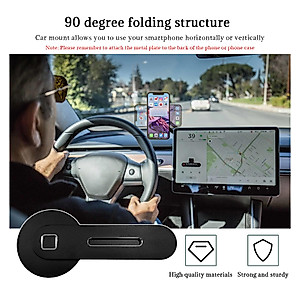 Dickno Car Phone Mount, 90 Degree Rotatable Magnetic Cell Phone Holder with Strong Magnet, Foldable Invisible Smart Phone Mount, Universal Vehicle Interior Accessories for All Phones (Black)
