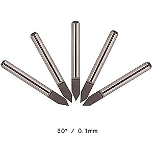 Eagles 3.175mm Flat Bottom Carbide CNC Engraving Bits 60 Degree 0.1mm V-Shape 1/8 Engraving Bits for PCB Acrylic Metal Aluminum, 10pcs