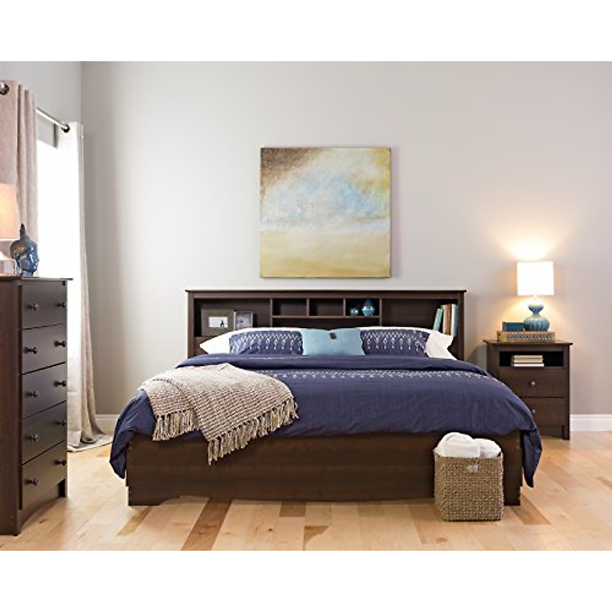 Prepac Mate's King 6-Drawer Minimalist Platform Storage Bed, Contemporary King Bed with Drawers 81.5" D x 78.5" W x 18.75" H, Espresso, EBK-8400-K