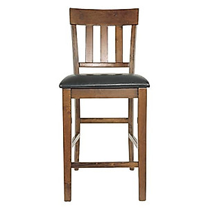 Signature Design by Ashley Ralene Traditional 26" Counter Height Faux Leather Seat Barstool, 2 Count, Brown