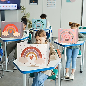 Crtiin 24 Pcs Privacy Boards Desk Privacy Folders Standard Privacy Board School Privacy Cardboard Board Desk Dividers for Student Desks Reduces Distractions Keep Eyes from Wandering (Rainbow)