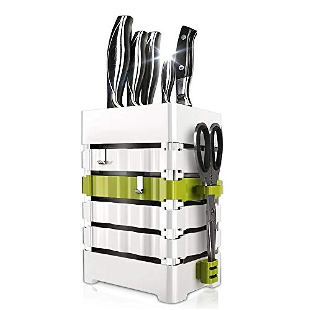 CUJUX Eco-Friendly Plastic PP Multifunction Chen Knife Holder Metal Scissors Organizer Tools Kitchen Knife Block Rack Desktop(without knife) (Color : A)
