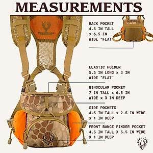 Boundless Performance Binocular Harness Chest Pack - Our Bino harness case is great for hunting, hiking, and shooting - Bino straps secure your binoculars - holds rangefinders, bullets, gear - Orange