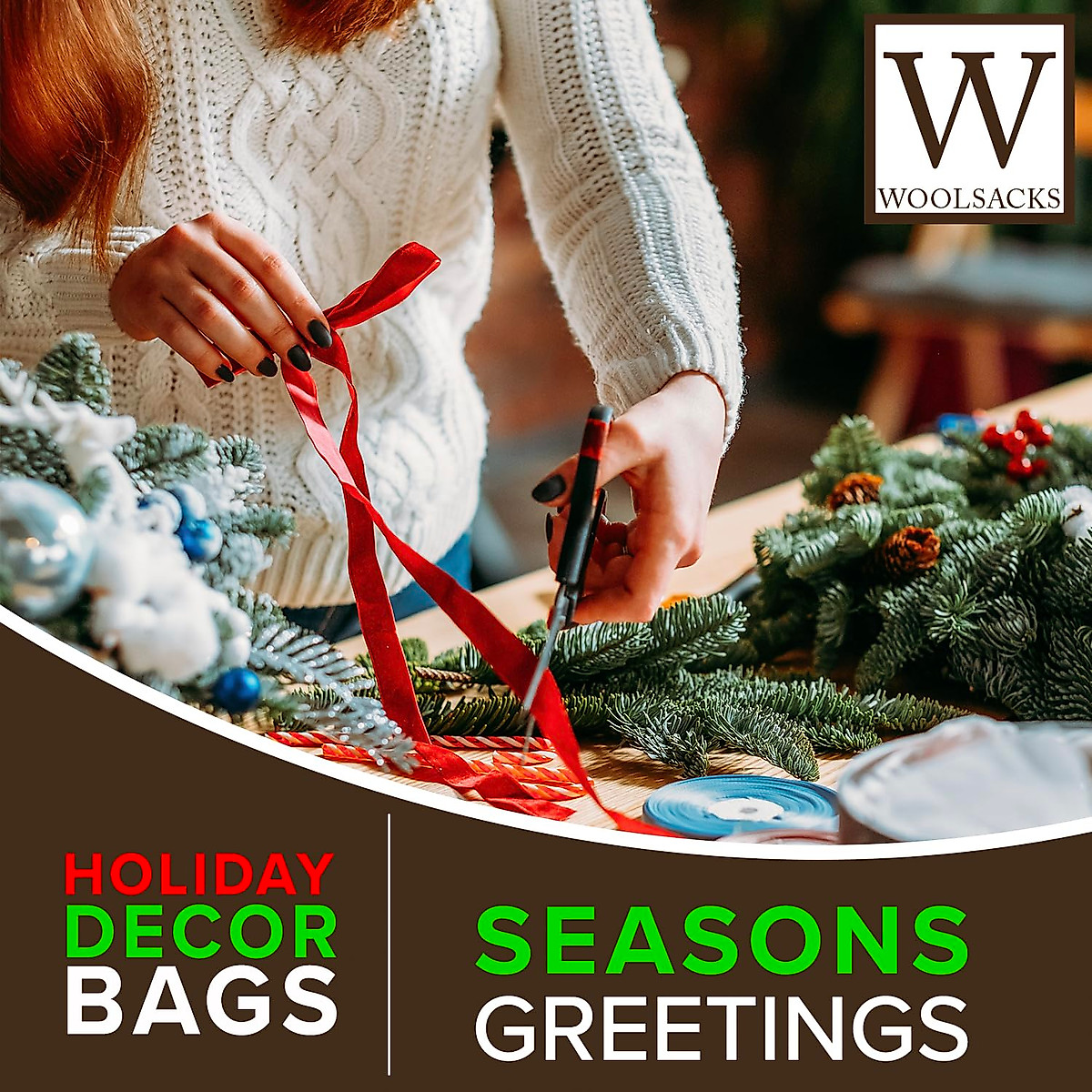 Woolsacks Burlap Christmas Bags | Blank Burlap Sacks for Holiday Crafts and Farmhouse Christmas Decor | 9" x 14" | Made in the USA (Pack of 3)
