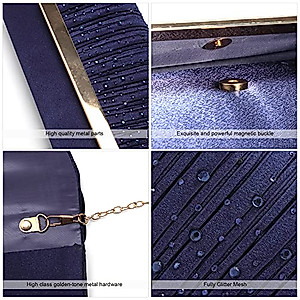 Women Clutch Purses Crystal Evening Bags Formal Wedding Party Clutches Glitter Envelope Handbag Bridal Prom Satchel Purse (Navy Blue)