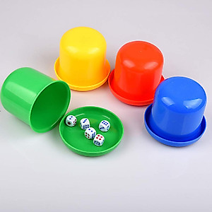 NUOBESTY 2PCS/Set Dice Game Set Plastic Dice Shaking Cup Dice Cup Set for Bar Party (Random Color)