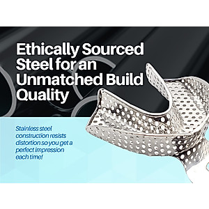 ARTMAN INSTRUMENTS Dental Impression Trays – Set of 6 Stainless Steel, Perforated, Autoclavable Trays (Small, Medium, Large) for Upper & Lower Teeth – Durable, Reusable, Rounded Margins for Comfort