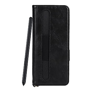 EAXER for Samsung Galaxy Z Fold 3 5G Luxury Leather Wallet Case Cover with S Pen Slot PU Leather Flip Folio Case with Card Slots RFID Blocking Kickstand Phone Cover for Z Fold3 5G (2021) - Black