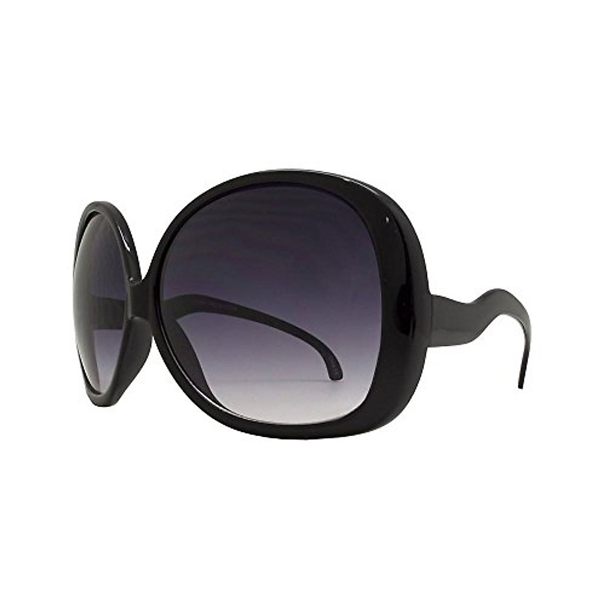 Elite - Big Huge Oversized Vintage "Jackie O" Style Sunglasses Retro Women Celebrity Fashion (Black)